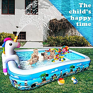 Inflatable Pool, 120" X 72" X 22" Family Full-Sized Inflatable Lounge Pool for Kids, Toddlers, Infant & Adult for Ages 3+, Swimming Pools Above Ground, Outdoor, Garden, Backyard, Summer Water Party