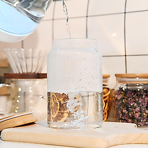 Custde 17.6 fl oz Glass Storage Containers with Lids, Candy Jar with Lid, Glass Food Storage Containers for Kitchen Counter, Pantry, Decorative Jar for Coffee, Sugar,Tea, Cute Jar (Bamboo 17.6 FL OZ)