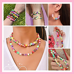 Gionlion 1000PCS Polymer Clay Beads Bracelet Making kit, 30 Style Cute Fun Fruit Flower Rainbow Butterfly Animal Heart Star Beads Charms for Jewelry Necklace Making Christmas Gift for Girls