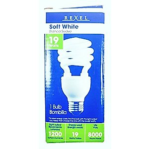 Soft White 3000k Rexel 19 Watt 75 Watt Equivalent Spiral CFL Light Bulb