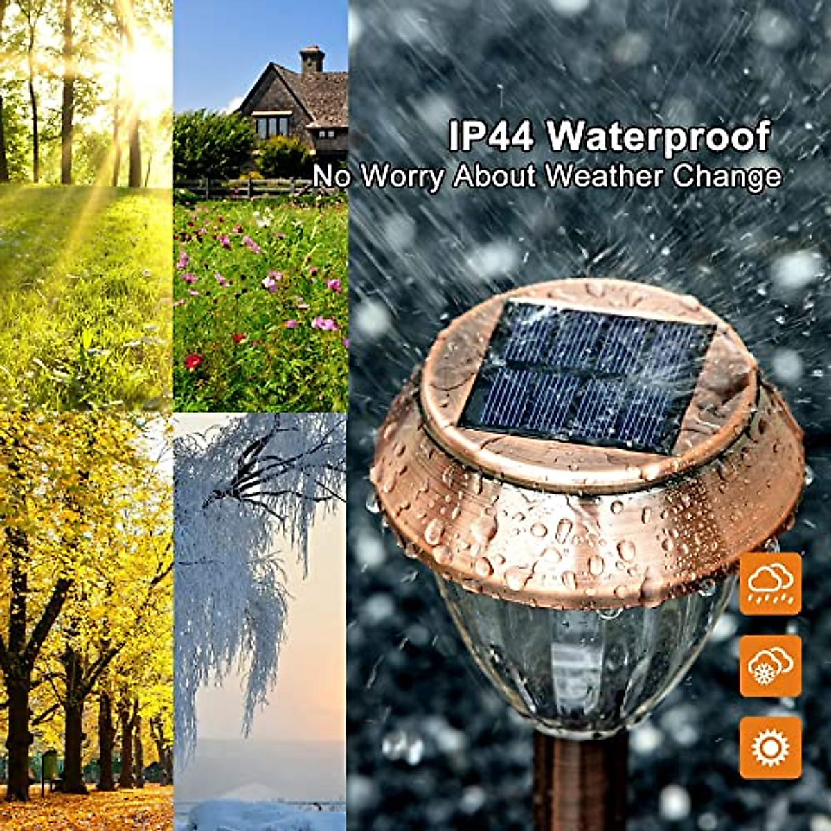 SOLATINO Solar Pathway Lights Outdoor Waterproof 6 Pack Solar Powered Garden Lights Bright Up to 12 Hrs Yard Light LED Landscape Lighting Decorative Copper Stainless Steel Walkway Light, Warm White