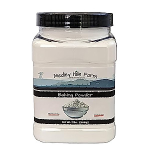 Baking Powder aluminum free by Medley hills farm 2 Lbs. in Reusable Container - Double acting aluminum free baking powder - Kosher - Premium Baking Powder for cooking - Baking - Made in USA