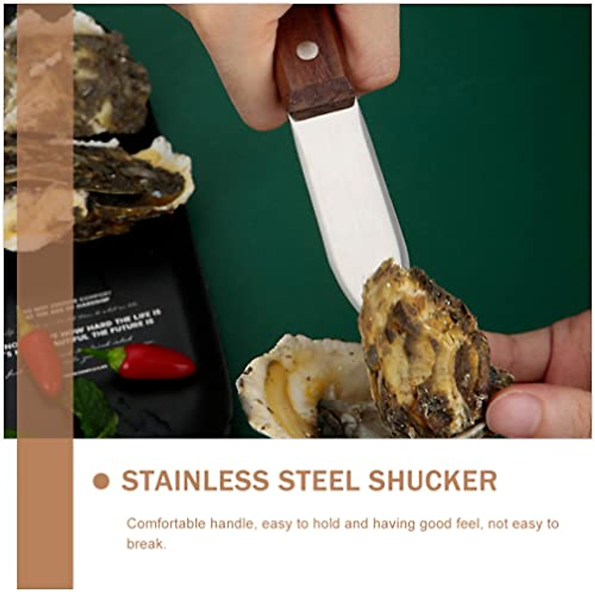 Angoily Hand Oyster Shucker 3Pcs Stainless Steel Oyster Knives with Wood Handle Shucker Oyster Shucking Tool Clam Shellfish Seafood Opener Practical Kitchen Oyster Knife Shucker
