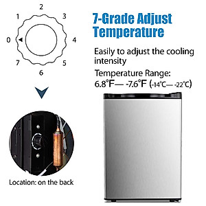 Antarctic Star Upright Freezer 2.1 Cu.ft, Compact Mini Freezer with Reversible Single Door, Temperature Control, Removable Shelves, Small freezer Stainless Steel for Dorms Home Office, Silver