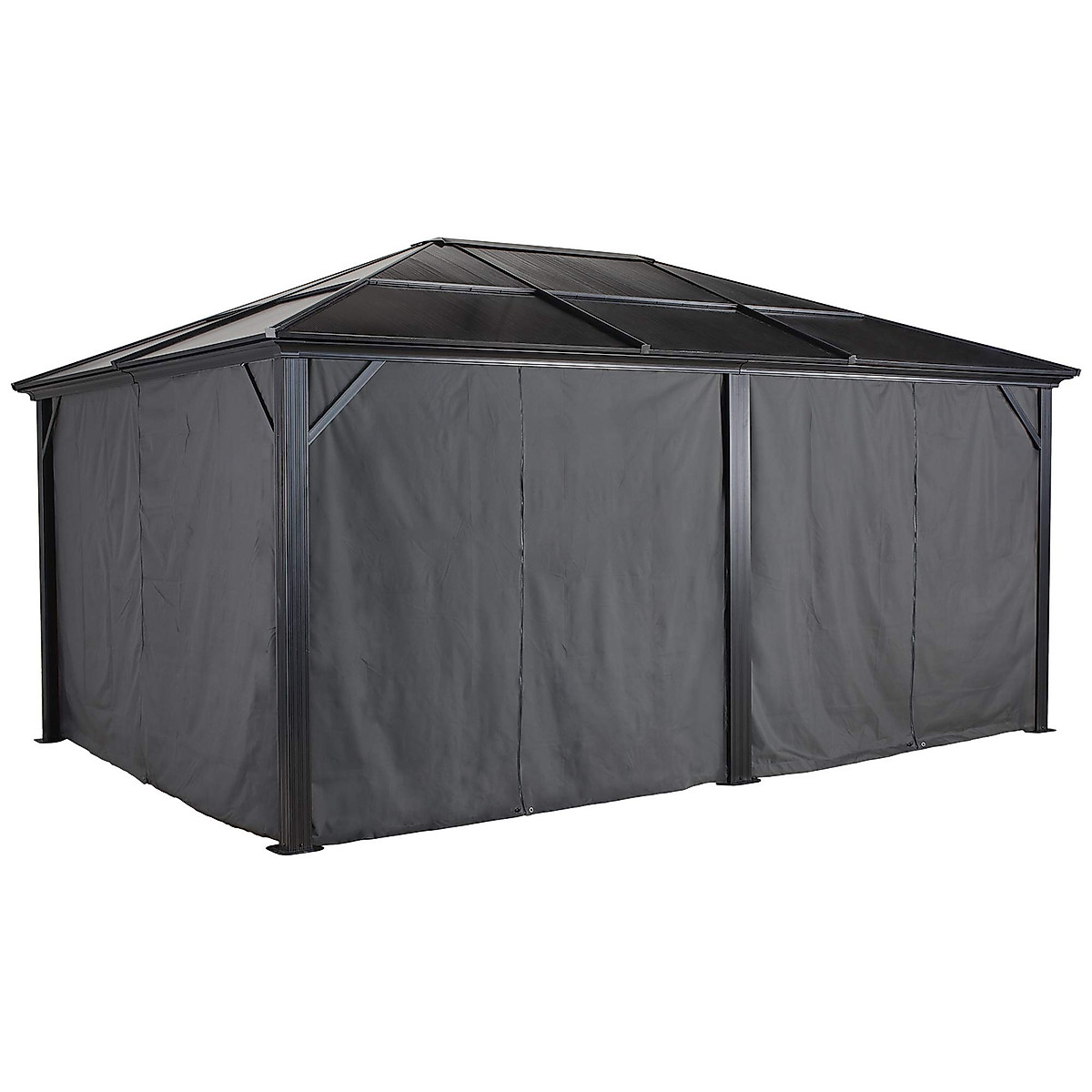 Sojag 135-4154917 Spun Polyester Gazebos Curtains for Meridian Hard Top Sun Shelter, 12' x 16', Grey
