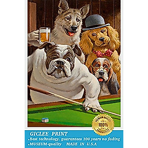 Eliteart-Dogs Playing Pool Billiard Artisan by Cassius Marcellus Coolidge Oil Painting Reproduction Giclee Wall Art Canvas Prints