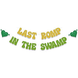 Last Romp in The Swamp Banner,Swamp Theme Party Decor,Bachelorette Party Decorations,Funny Swamp Bridal Shower Party Decor Supplies Gold & Green