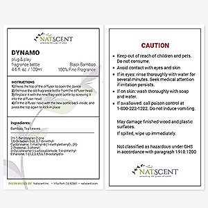 Natscent Plug & Play Black Bamboo Fragrance Oil Bottle Replacement for Dynamo Aromatherapy Diffuser, Luxurious and Relaxing Aroma Oils - 4 oz. (120 ml.)