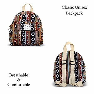 ECOBAWA Hemp Mini Backpack for women Adjustable shoulder strap Mini Bag Washable Lightweight Casual Daypack (Brown)