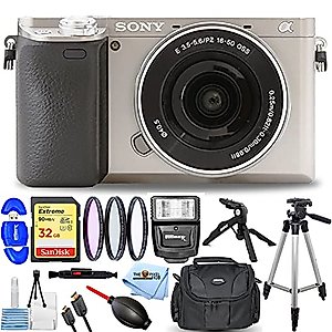 Sony Alpha a6400 Mirrorless Digital Camera with 16-50mm Lens - 12PC Accessory Bundle Includes: Extreme 32GB SD, Digital Slave Flash, Gadget Bag, 72" Tripod, Gripster and More