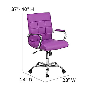 Flash Furniture Vivian Mid-Back Purple Vinyl Executive Swivel Office Chair with Chrome Base and Arms