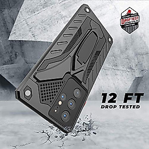 Kitoo Designed for Samsung Galaxy S21 Ultra Case with Kickstand 5G, Military Grade 12ft. Drop Tested - Black