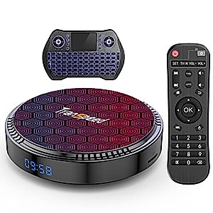 Android 12 TV Box 4GB 64GB Android Box with WiFi 6 2.4G 5.8G H618 Chipset USB 2.0 4K 6K HDR10 H.265 BT5.0 with Mini Wireless Backlit Keyboard