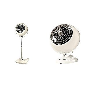 Vornado VFAN Sr. Pedestal Vintage Air Circulator Fan, Vintage White & VFAN Mini Classic Personal Vintage Air Circulator Fan, Vintage White