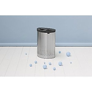 Brabantia Large Laundry Hamper (Matt Steel) Bathroom Bedroom Dirty Clothes Basket with 2 Sections, Inner Laundry Bags, Discrete Lid - 14.5 Gal