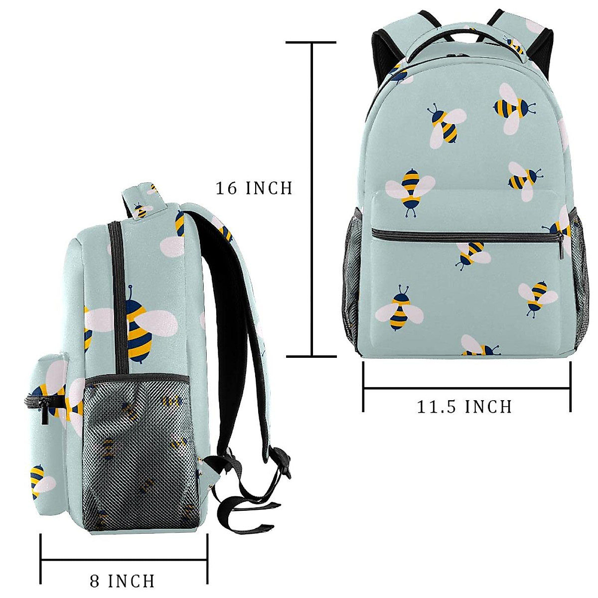 Niaocpwy Cute Cartoon Bee Backpack For Middle School Student, Durable Daypack With Adjustable Strap
