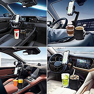 AQTZGOS Car Cup Holder Phone Mount ,2 in 1 Adjustable Cup Holder Extender Adjustable Base with 360° Rotation, Cup Phone Holder for All Smartphones