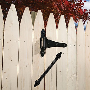 SANKINS 14" Gate Spring Self Closing Heavy Duty Outdoor Door Spring Automatic Metal Gate Closure Hardware with Adjustable Tool for Wooden and Vinyl Fence, Black, 2 Pcs