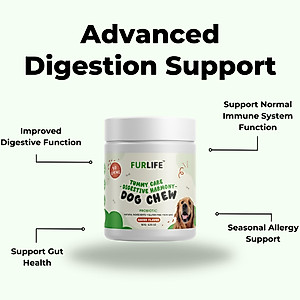 FurLife - Probiotics for Dogs - Digestive Enzymes for Gut Flora, Digestive Health, Diarrhea & Bowel Support - Supplement Soft Chew for Pet Immune System - Bacon - 90 Chews
