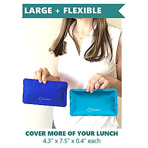 kinsho Ice Packs for Kids Lunch Box, Bag and Bento Boxes, 4 Pack Set, Reusable and Refreezable Soft Slim Pouches for Travel, School, Work or Camping, Long Lasting Cold, Flexible | Blue, Turquoise…