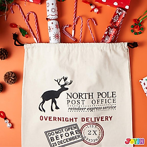 JOYIN 3 Santa Burlap Sack Christmas Gift Bags with Drawstring 26" x 19" for Large Xmas Package Storage, Event Party Supplies, Christmas Party Favors.