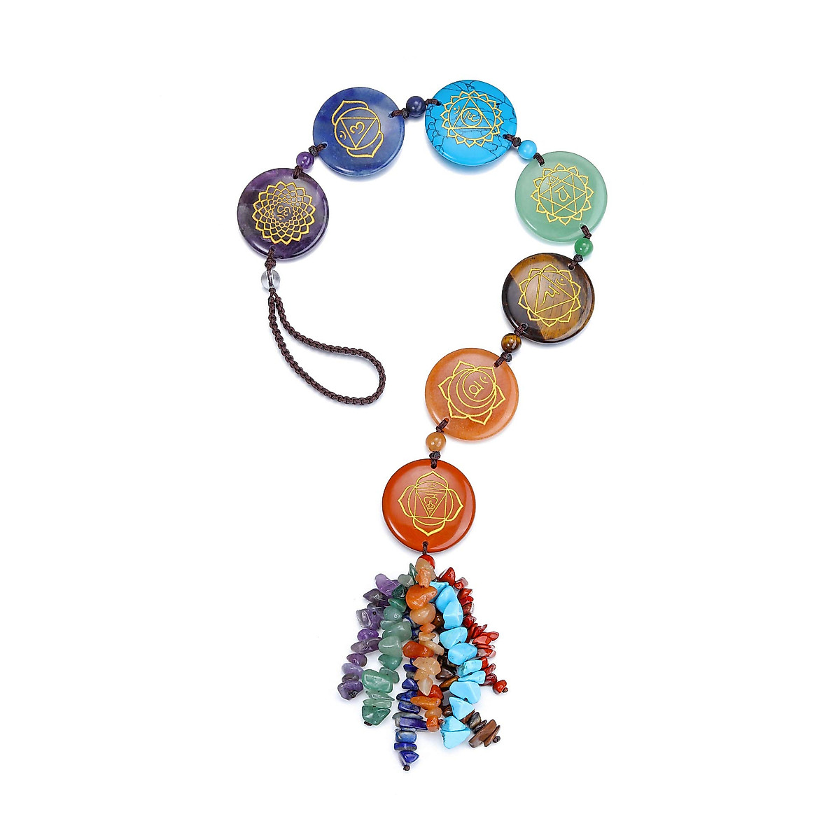 CrystalTears Chakra Stones Crystal Hanging Ornament Reiki Healing Crystals Tassel Car Hanging Accessories Gemstone Wall Window Hanger for Home Indoor Outdoor Decor Meditation Yoga