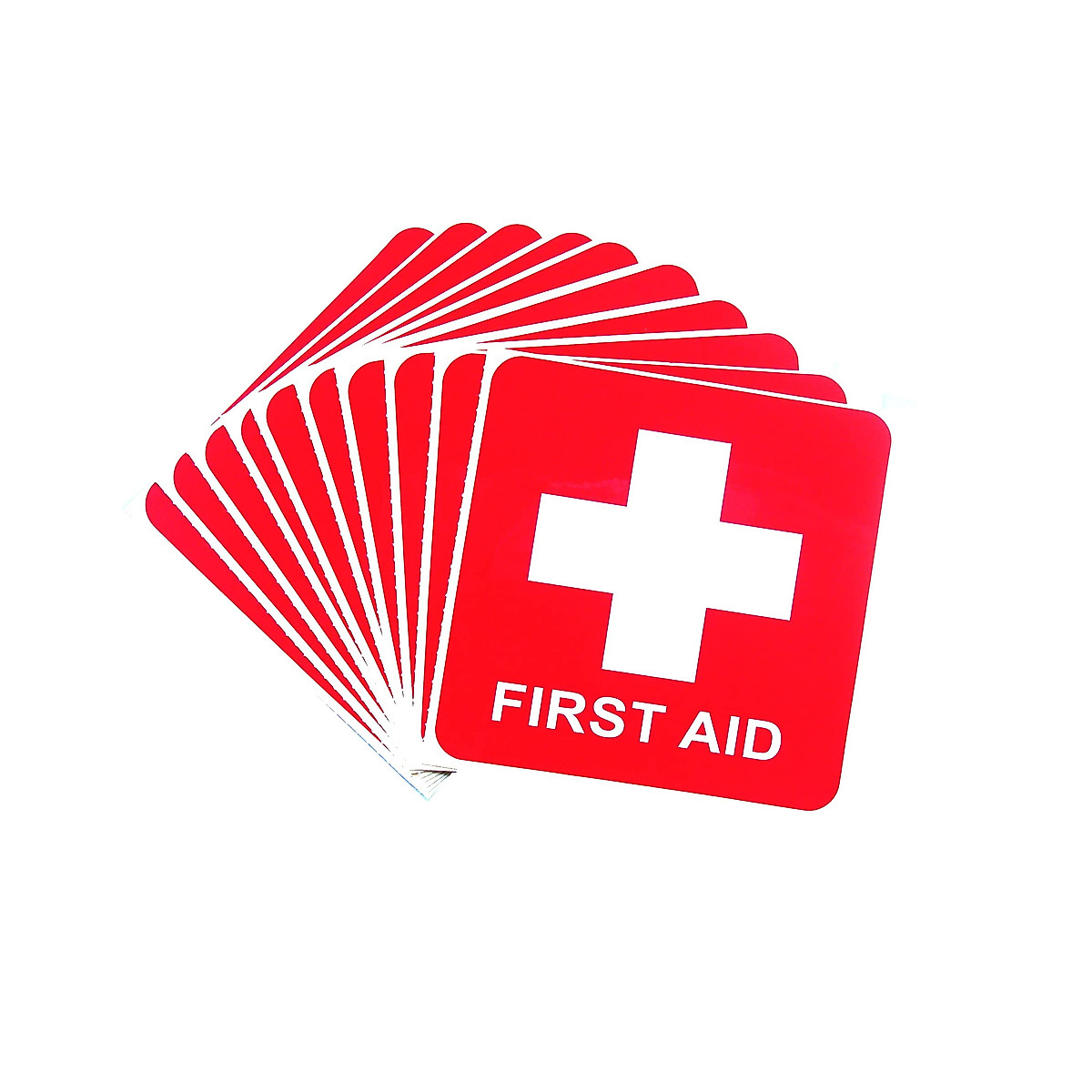 HAISDA Waterproof First Aid Kit Stickers Decal Emergency Symbol Logo Labels, Hospital Ambulance Safety Signs, Size: 2.8" x 2.8", Vinyl Wall Sticker, Pack of 10