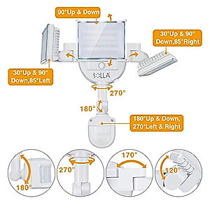 SOLLA 2000LM LED Solar Security Light Outdoor, Motion Sensor Outside Flood Light, 5000K Daylight White Waterproof Exterior Flood Lighting with 3 Adjustable Head for Yard, Driveway, Patio, Garage