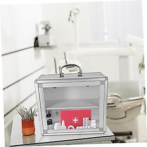 SKISUNO Box Portable Medicine Box Cabinet Phone Lock Emergency Mobile Phone Jail Wall Hanging Locking Cases Wall-Mounted Medicine Case Portable Safe for Travel Pill Aluminum Alloy Silver