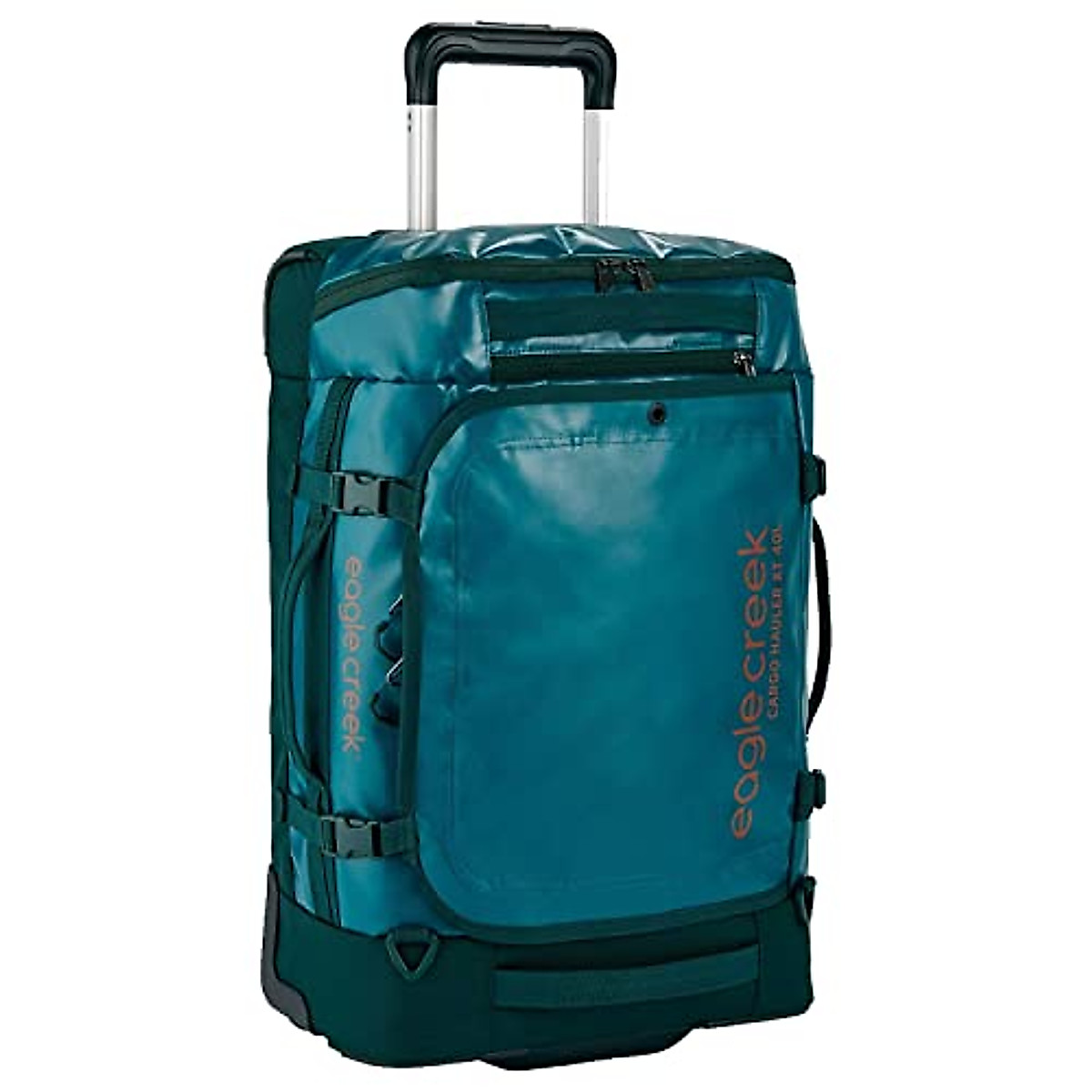 Eagle Creek Cargo Hauler XT Wheeled International Carry On Luggage Duffel with Telescoping Handle and Straps, Lockable U-Lid, Top Compartment, and Compression Straps, Arctic Seagreen - 30L/22"