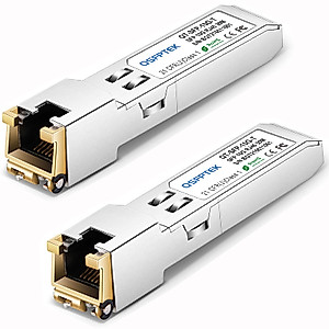 2Pack 10GBASE-T SFP+ Module, 10G SFP+ to RJ45 Copper, 10gbe SFP Ethernet Optical Mini-GBIC Transceiver for Cisco SFP-10G-T-S, Ubiquiti UF-RJ45-10G, Netgear, Mikrotik, Supermicro, Fortinet, CAT6A/CAT7