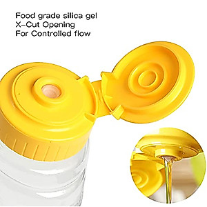 Rocutus Honey Jar Honey Bottles,6 Pack 15oz Plastic Honey Jar Empty Squeeze Honey Bottle Container Squeeze Honey Bottle with Leak Proof Flip-Top Caps for Storing and Dispensing