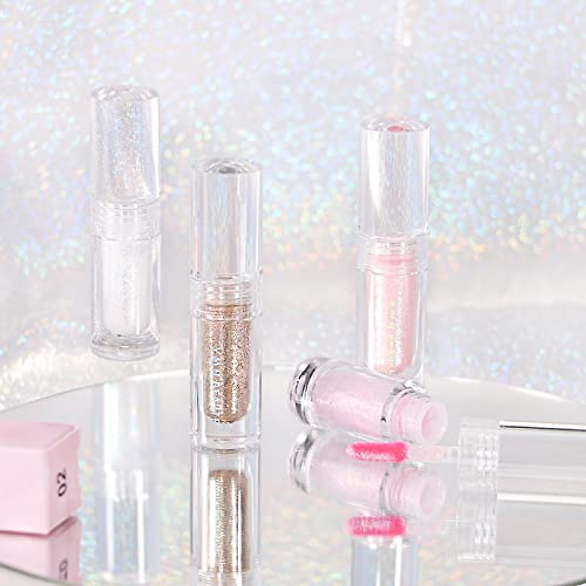 YMH BEAUTE Liquid Glitter Eyeshadow, Pigmented, Long Lasting, Quick Drying, Easy to Apply, Loose Glitter Glue for Eye Crystals Makeup (Transparent Flashing Colorful Sequins 01)