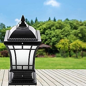 MODEBHD 46cm Waterproof Vintage Post Pillar Lantern Light Rainproof Aluminum Metal Retro Column Lamp Community Villa Patio Garden Landscape Lighting Fence Deck Table Lamp E27 Post Light