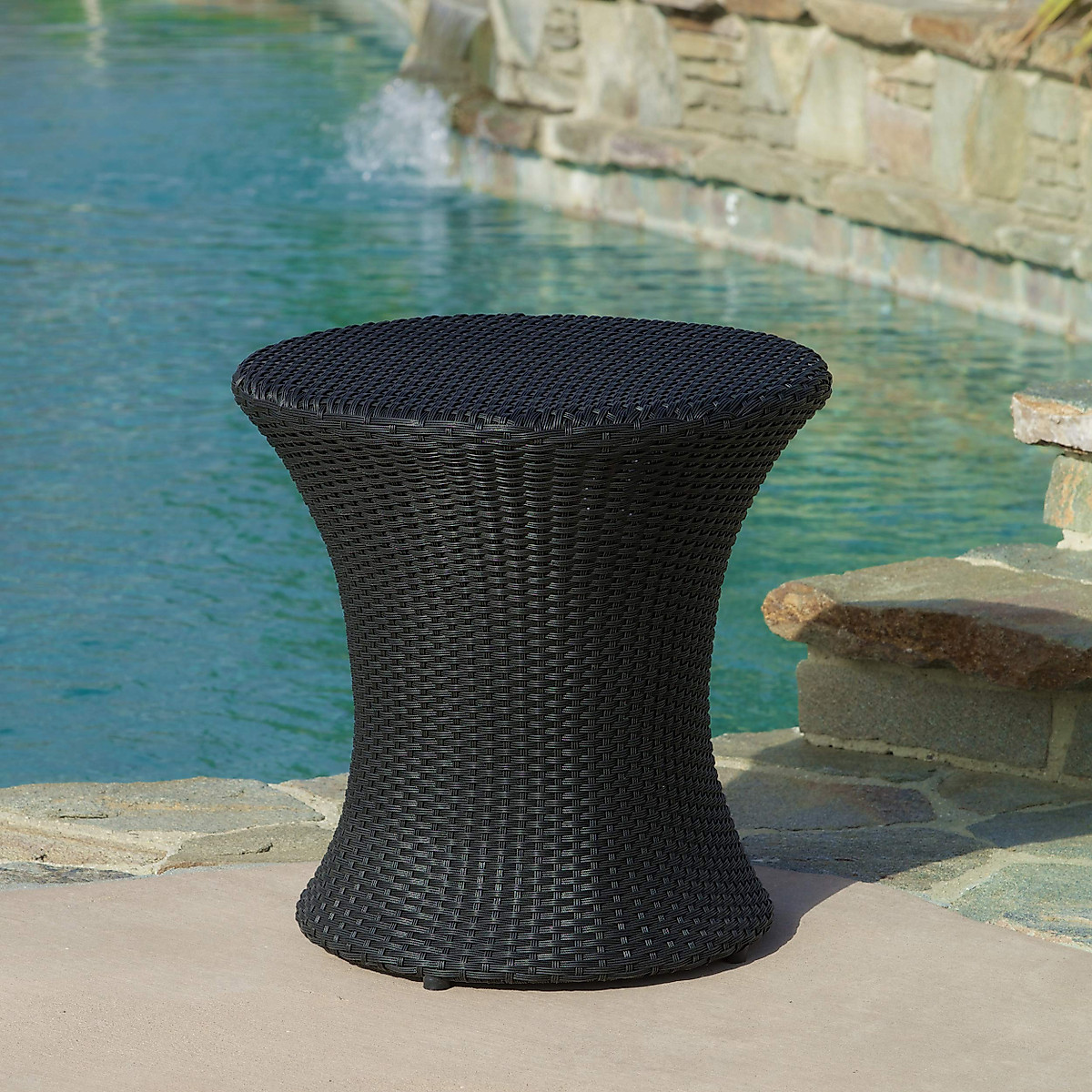 Christopher Knight Home Adriana Outdoor PE Wicker Accent Table, Black