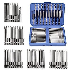Screwdriver Bit Set, Sunsbell Security Bit Set Extra Long Magnetic Driver Kit, Drill Screwdriver Bit Set, Screw Driver Bits with Case, Hex, Star Bits, Square, Spanner Bits - 50Pcs