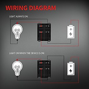 DaierTek 30A 250V KCD2 KCD4 Rocker Switch DPST 4 Pin Red Lighted 120V Rocker Toggle Switch ON Off Heavy Duty T125-3Pack