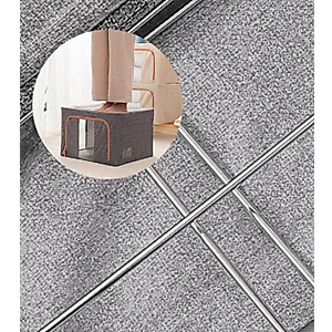 Clothes Storage Organizer with Metal Frame (Set of 2), Extra Large 66L | Foldable Storage Bin Boxes with Clear Window | Stackable, Moisture Proof, Dust Proof | Strong Carry Handles for Clothing, Bedding, Blanket, Closet | Clothes Storage (Grey)