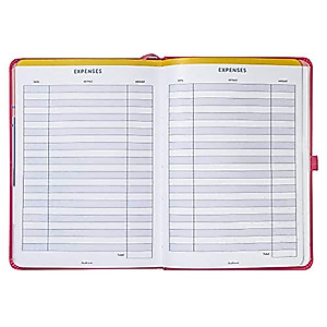 Busy B Perfect Planner A5 Week to View Diary January to December 2021 - Pink Faux Leather Week to View Planner with Stickers & Tear-Out Lists
