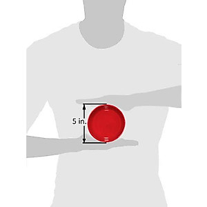 Calvin & Co Set of 4 Melamine Miso Soup Cereal Bowls and Spoons 5 inches (Small, Red & Black) 11 fluid ounces