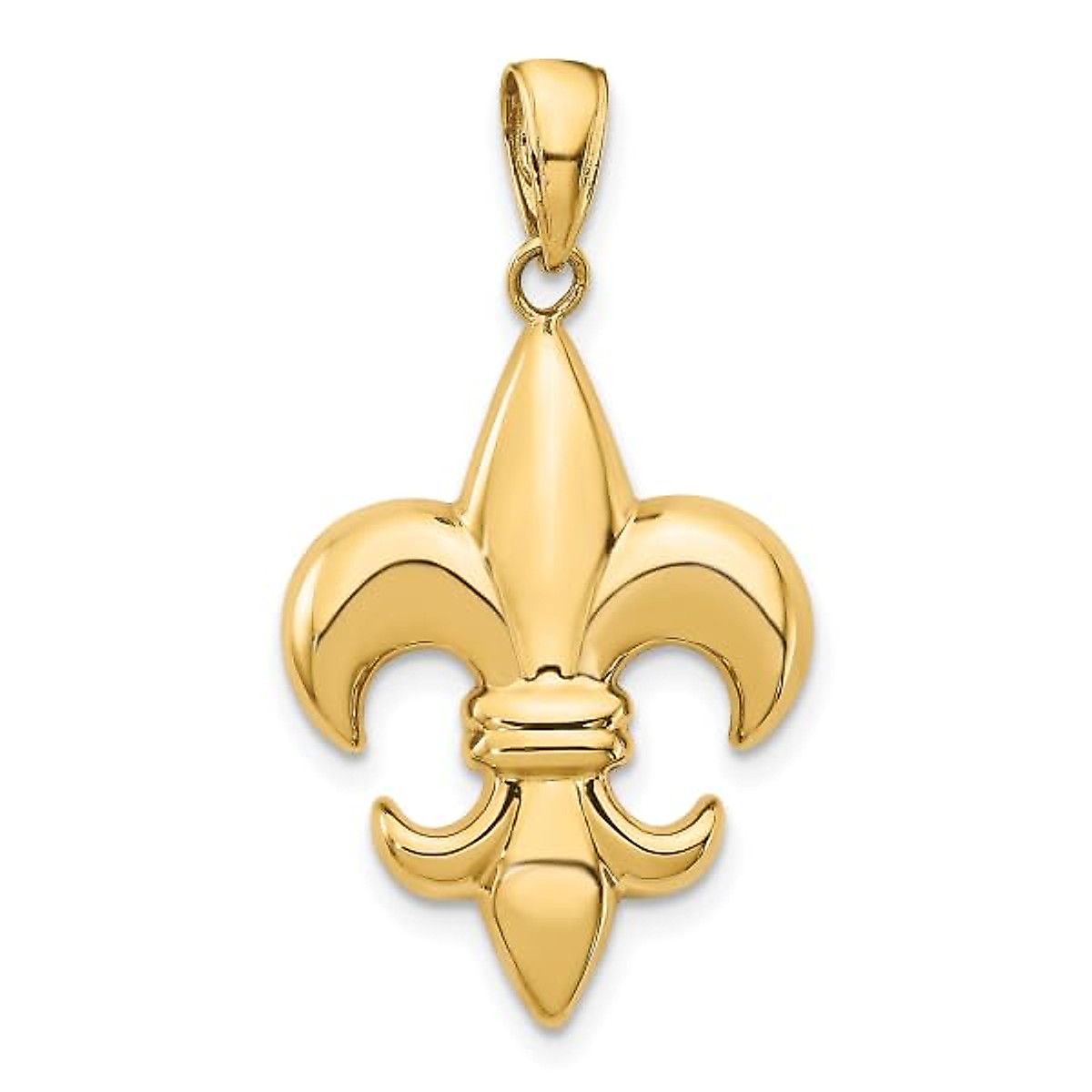 IceCarats 14K Yellow Gold Medium French Fleur De Lis Lily Flower Necklace Religious Pendant Saint Charm 35mm x 18mm Only