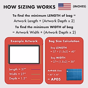 ARTPAKK Art Bags (AP03-28" x 36 1/2") - Strong • Shock-Absorbent • Reusable • Non-Toxic • Waterproof • Acid-Free Lining - Long-Term Art Storage + Shipping + Protection Solution (Colour May Vary)