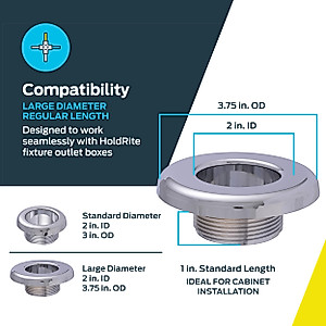 Holdrite Fixture Outlet Box Escutcheon, Pack of 10, Large Hole 3-3/4 Inch OD, Chrome Trim Cover, Copper, PEX, CPVC, HR-F-CHL