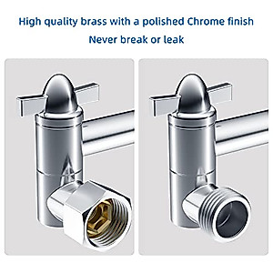 16 Inch Solid Brass Adjustable Shower Head Extension Arm with Lock Joints, Extra Long Shower Extension Arm, Flexible Height & Angle Shower Arm Extender, Universal Connection to all Shower Heads,Chrome