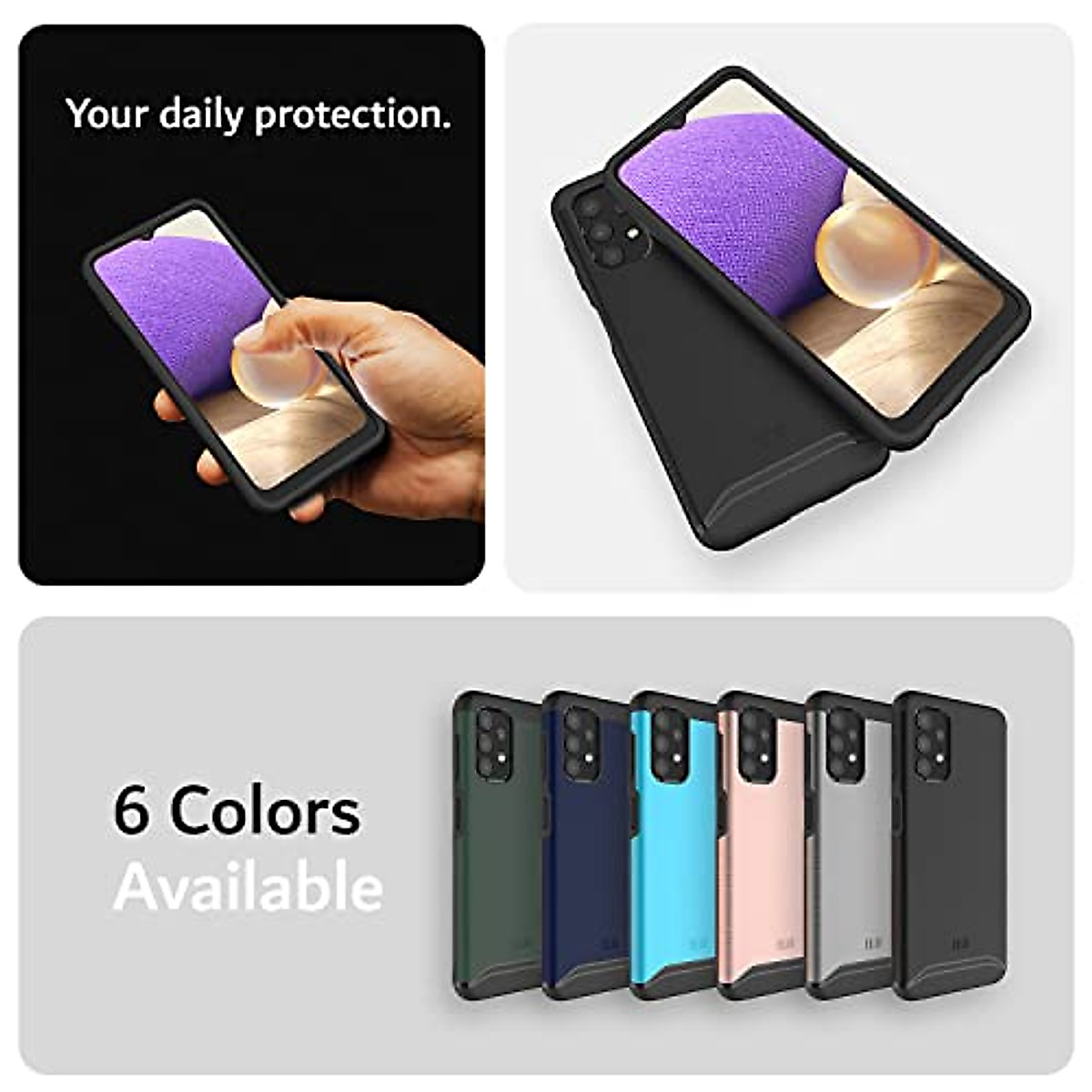 TUDIA DualShield Designed for Samsung Galaxy A32 5G Case, [Merge] Shockproof Military Grade Slim Dual Layer Hard PC Soft TPU Protective Case Cover - Matte Black