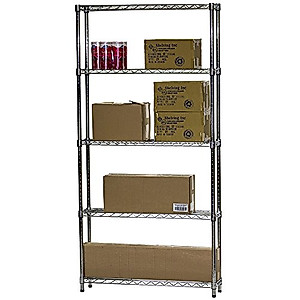 Shelving Inc. 8" d x 36" w x 72" h Chrome Wire Shelving with 5 Tier Shelves, Weight Capacity 800lbs Per Shelf