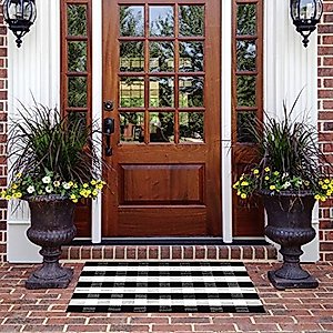 VERTKREA Buffalo Plaid Rug 3'x4.9', Black and White Checkered Rug Carpet, Cotton Hand-Woven Washable Rug for Living Room Indoor Outside Entryway Porch