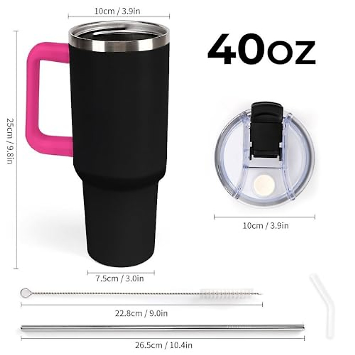 French Horn 40 Oz Tumbler Insulated Stainless Steel Water Bottle Travel Mug Car Cup with Handle And Straw
