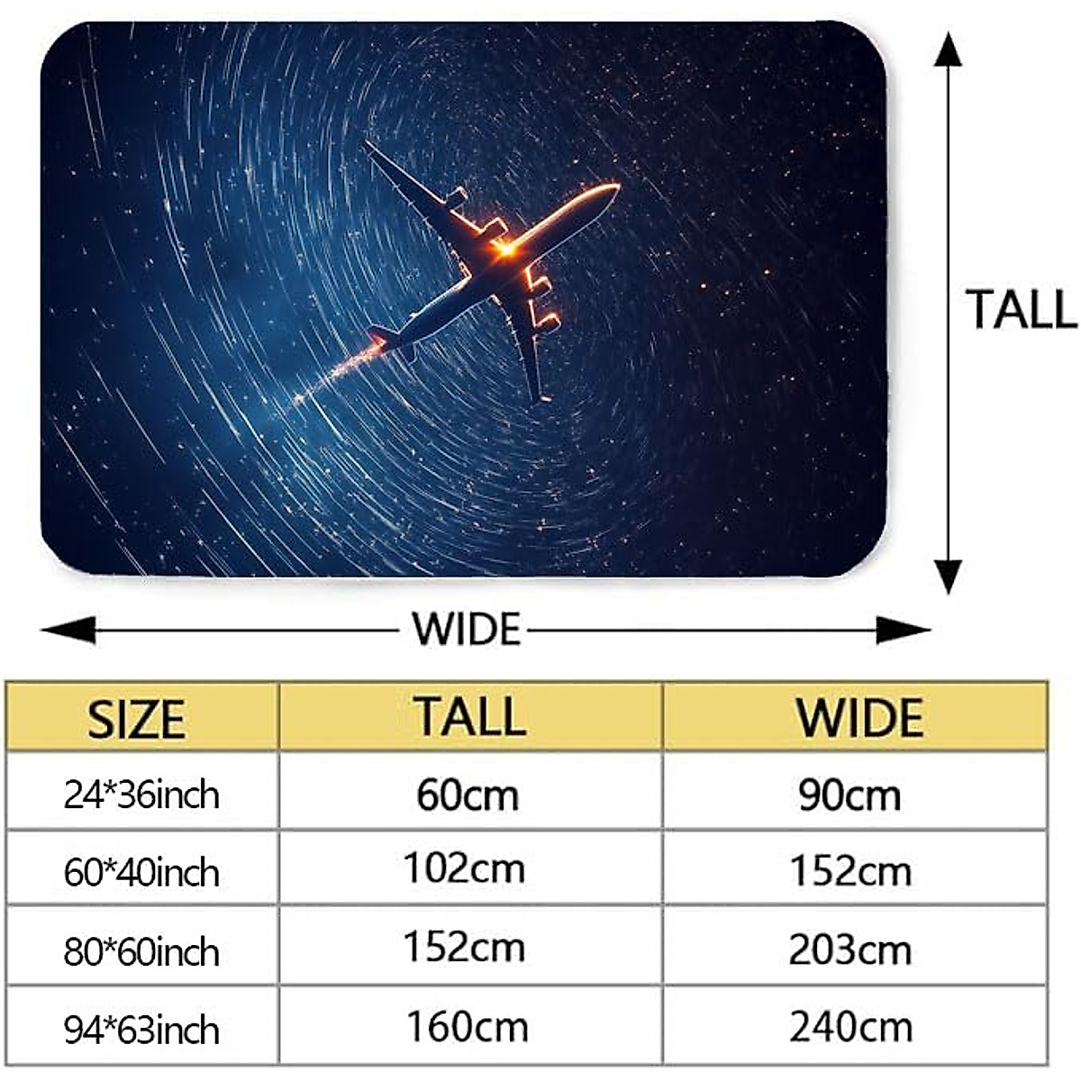 Retro flying airplane decorative rug, airplane playroom rug, airplane living room rug, starry sky airplane print rug, women men teenager decoration, suitable for airplane theme lovers 60x80inch