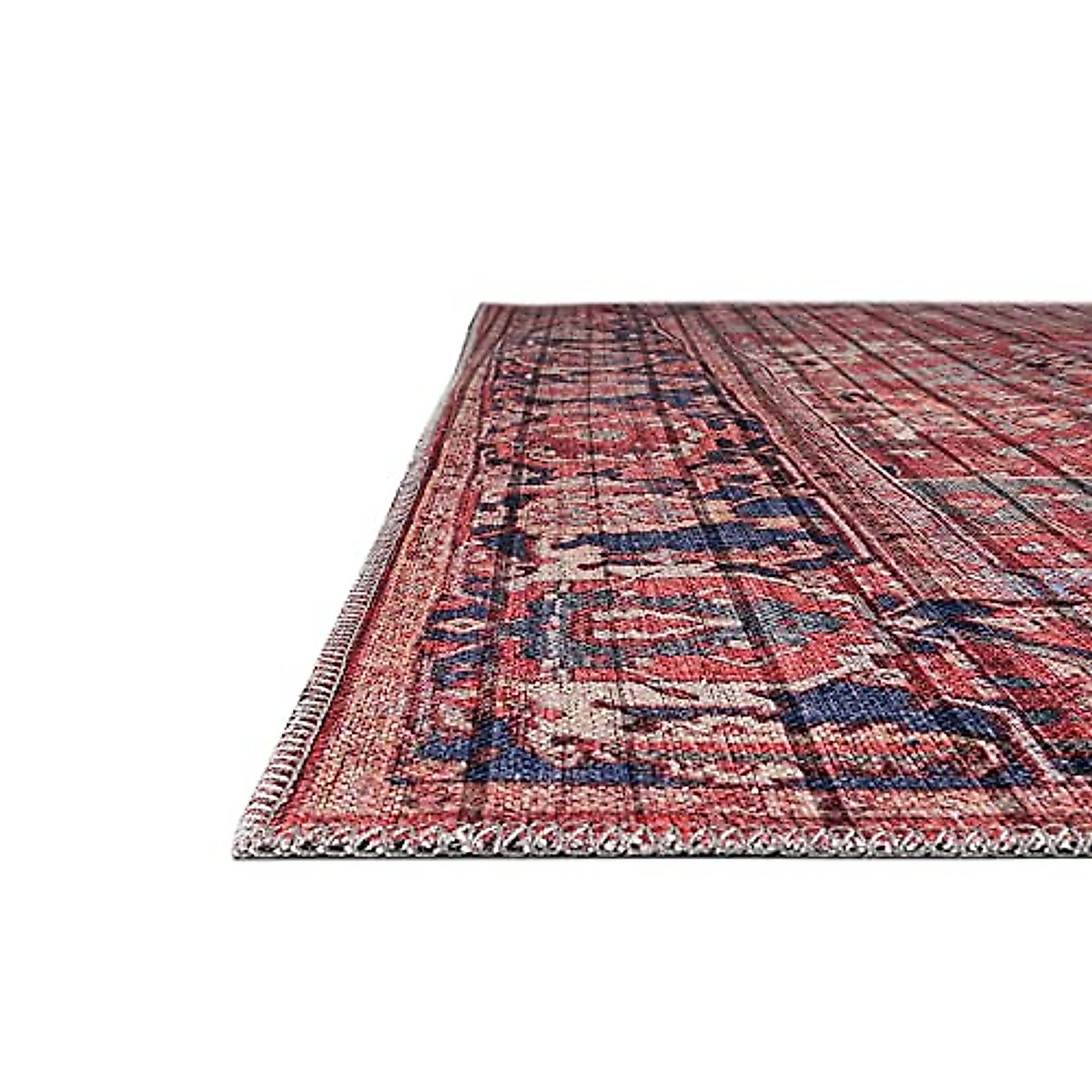 Rugs.com Maahru Collection Washable Rug Square Rust Red Low-Pile Rug Perfect for Living Rooms, Kitchens, Entryways, 5 ft 3 Square
